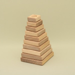 Handmade Wooden Stacking Pyramid Toy, Montessori Waldorf Baby Gift - Etsy