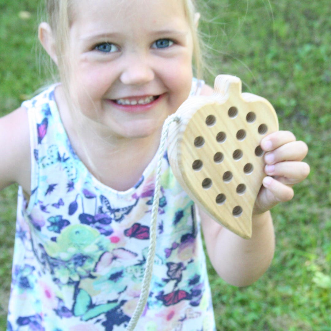Handmade Wooden Threading Lacing Toy Educational Leaf for Fine Motor ...
