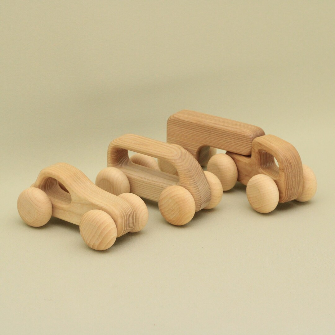 Set of 3 Handmade Organic Wooden Cars - Eco Friendly Toys for Boys and ...