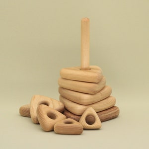Natural Handmade Educational Triangle Wooden Stacking Pyramid ...