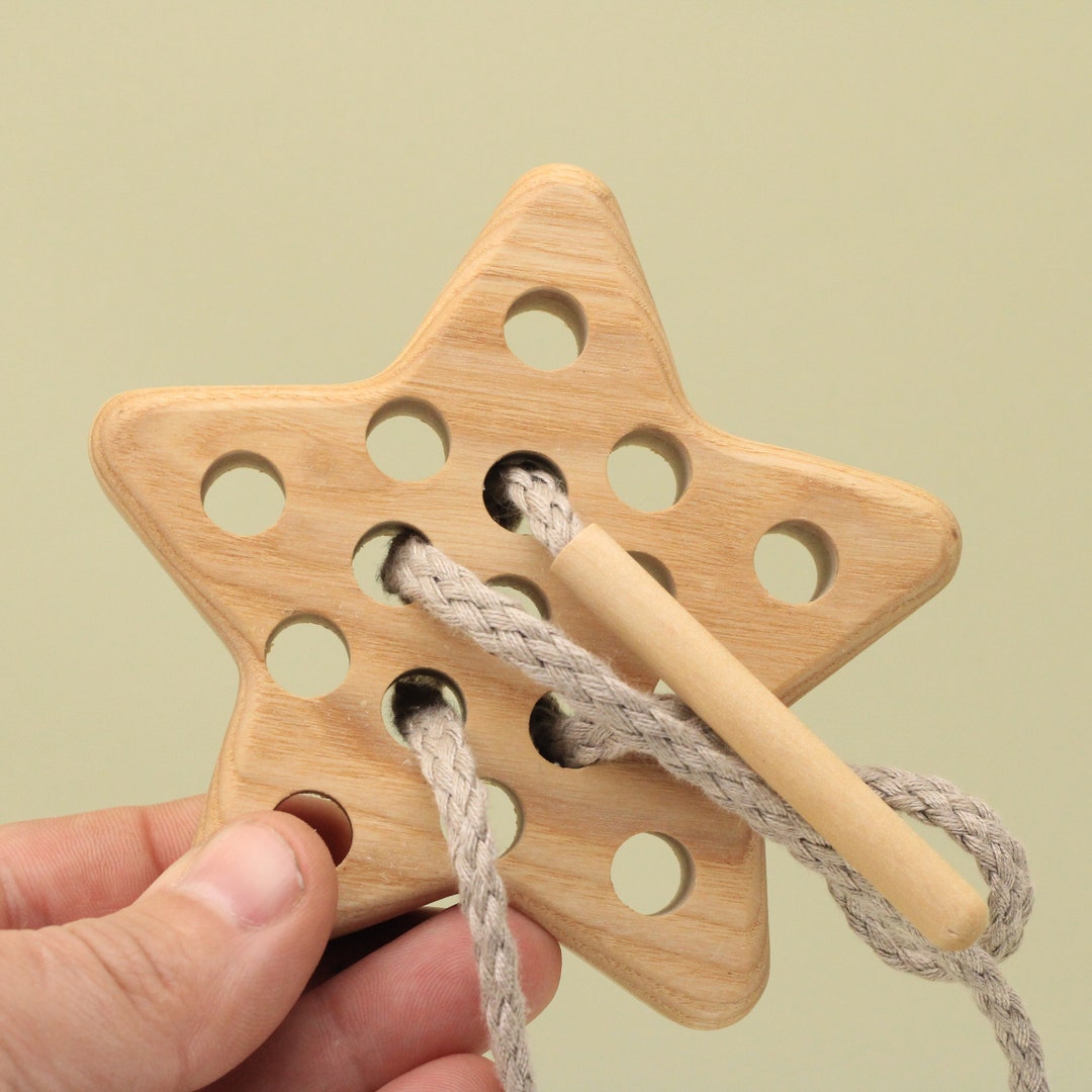 Handmade Wooden Threading Lacing Toy Educational Star for Fine Motor ...