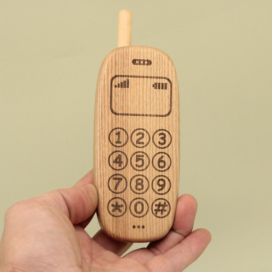 Natural Handmade Educational Wooden Mobile Phone - Montessori Inspired ...