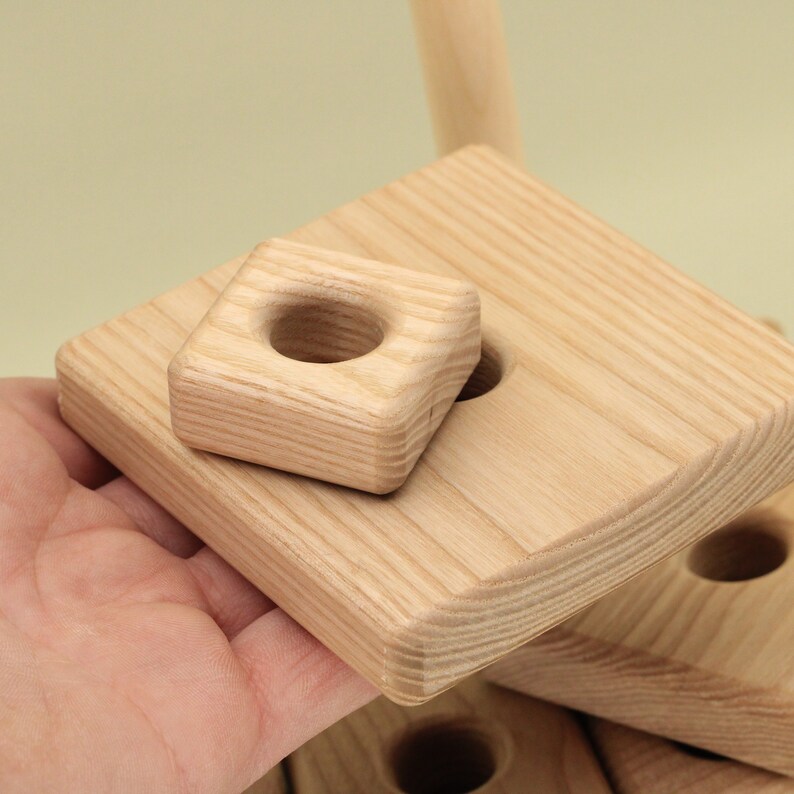 Handmade Wooden Stacking Pyramid Toy, Montessori Waldorf Baby Gift - Etsy
