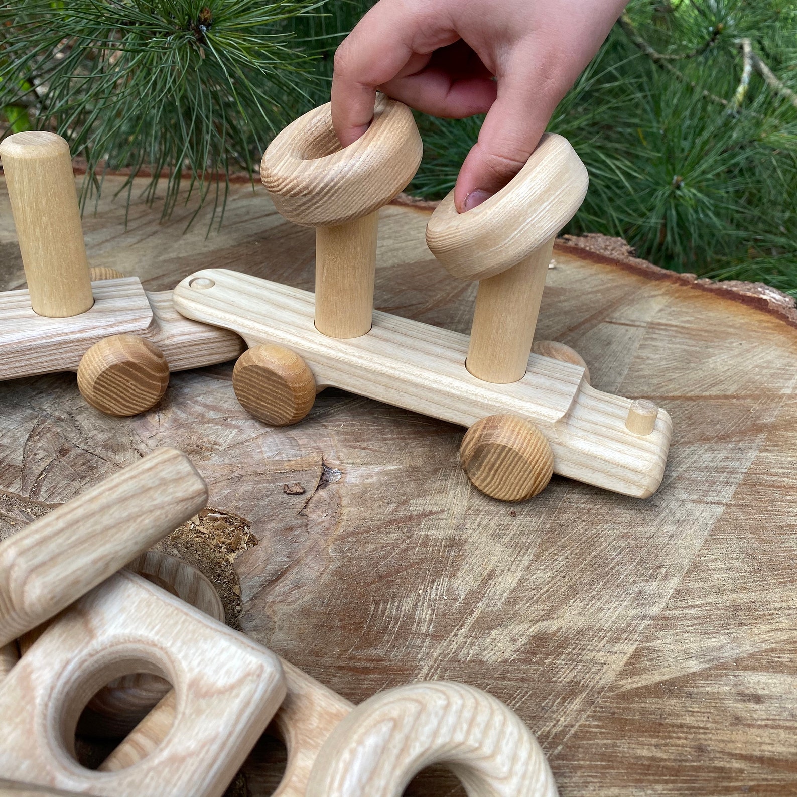 Wooden Building Blocks Stackable Train Classic Constructor - Etsy