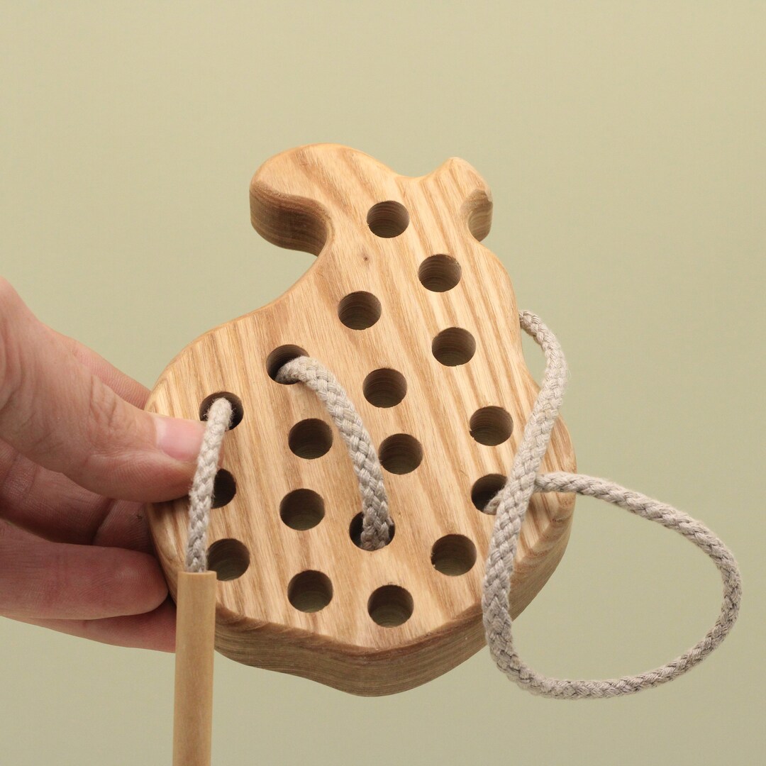 Handmade Wooden Threading Lacing Toy Educational Pear Adventure for ...