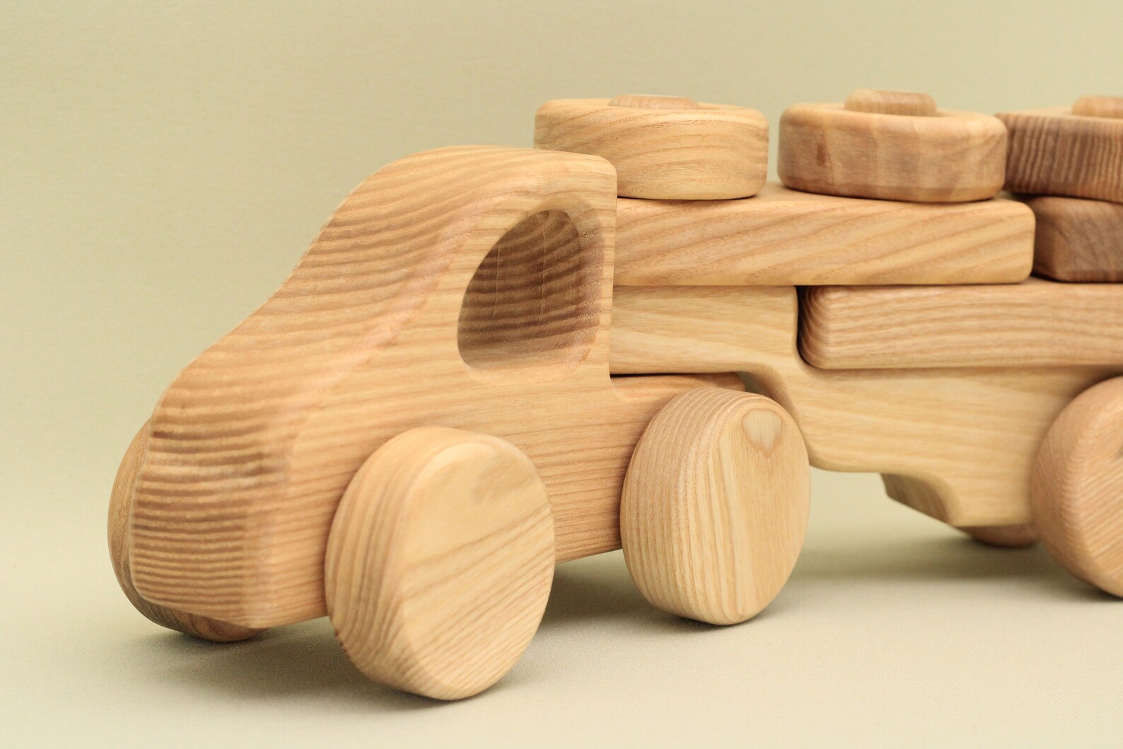 Wooden Car Constructor: Montessori Stacking Toy With Trailer - Etsy