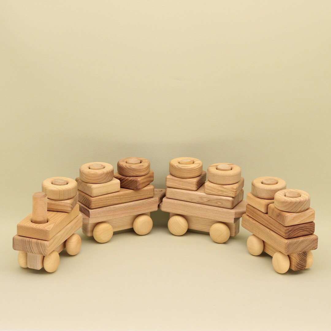 Wooden Stacking Train Handmade, Natural, Educational, Montessori ...