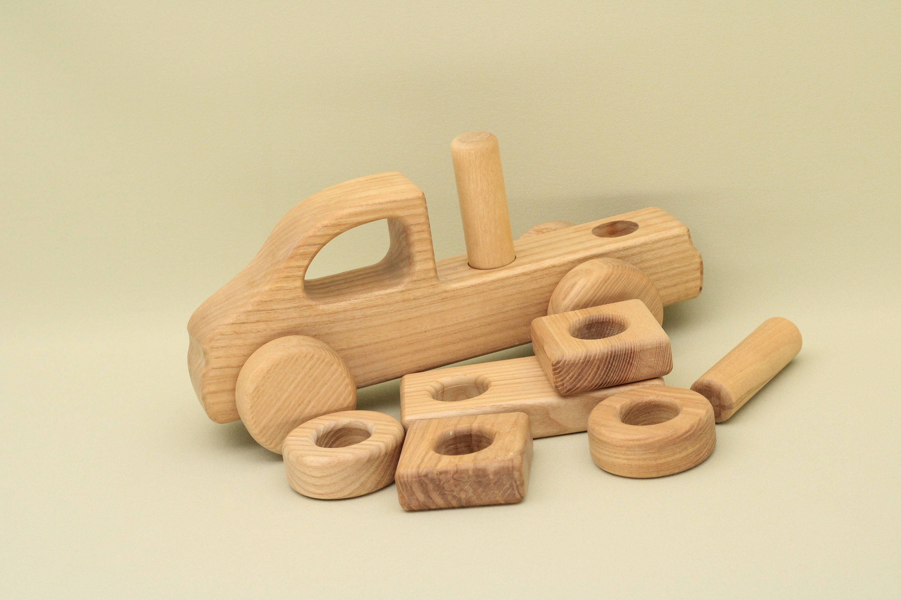 Wooden Car Constructor: Montessori Building Blocks, Handmade Ash Wood ...