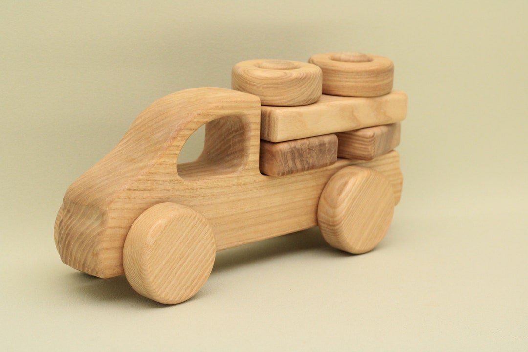 Wooden Car Constructor: Montessori Stacking Toy, Handmade Vehicle. Ash ...