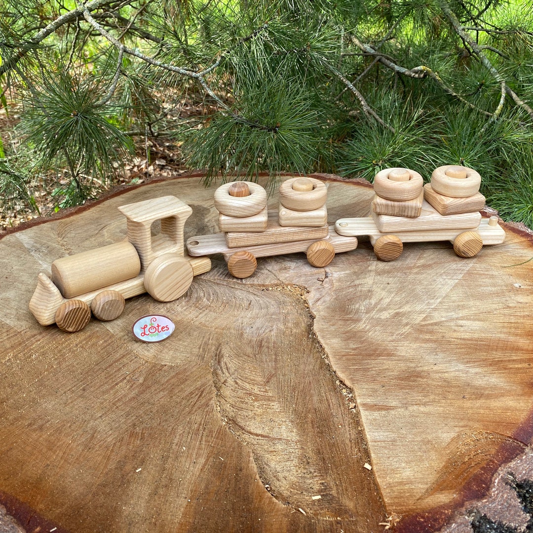 Wooden Stacking Train Montessori Waldorf Handmade Educational - Etsy