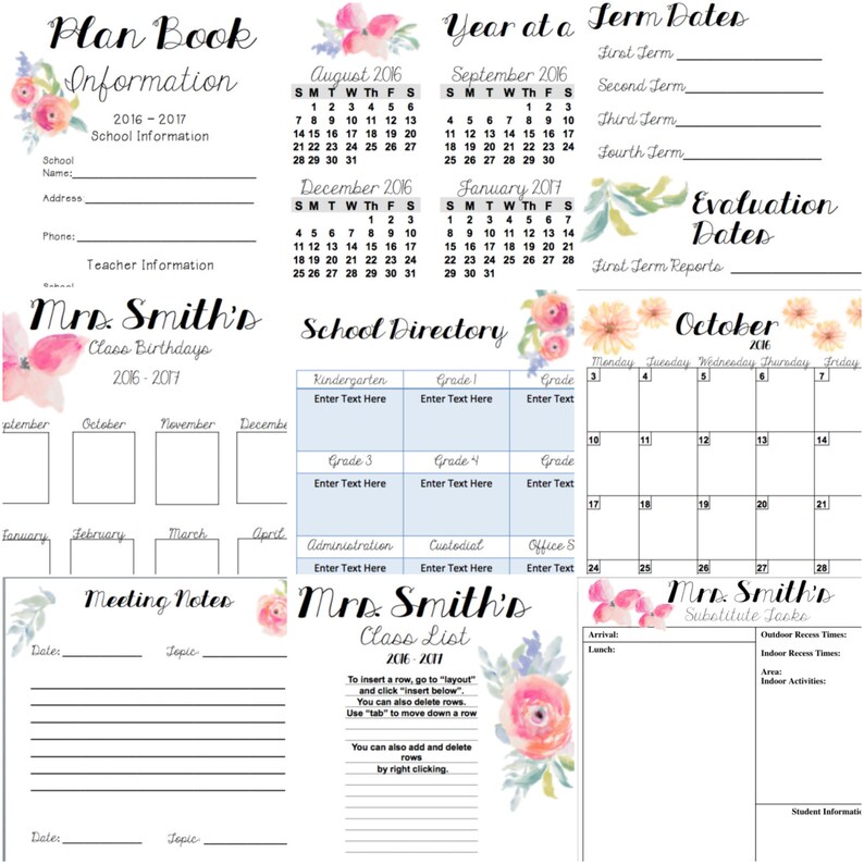 Ultimate Teacher Planner & Grade Organizer Blossomsblooms Version ...