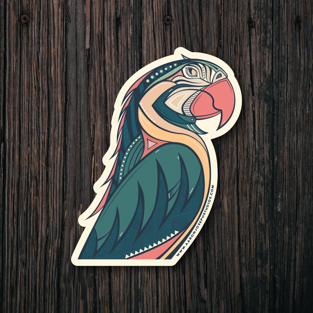Tropical Parrot Vinyl Sticker - Etsy