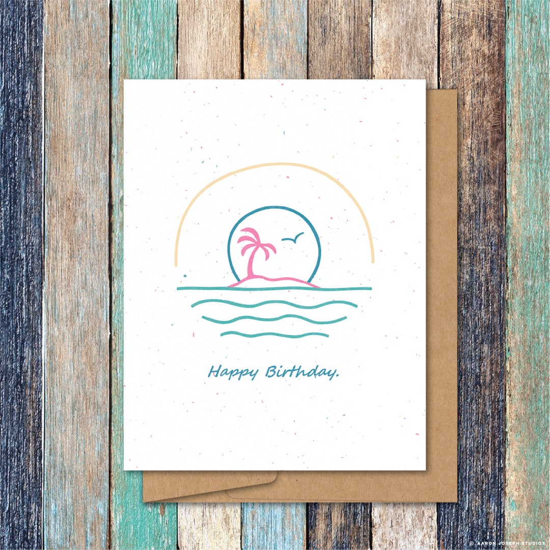 Tropical Island Birthday Card - Etsy