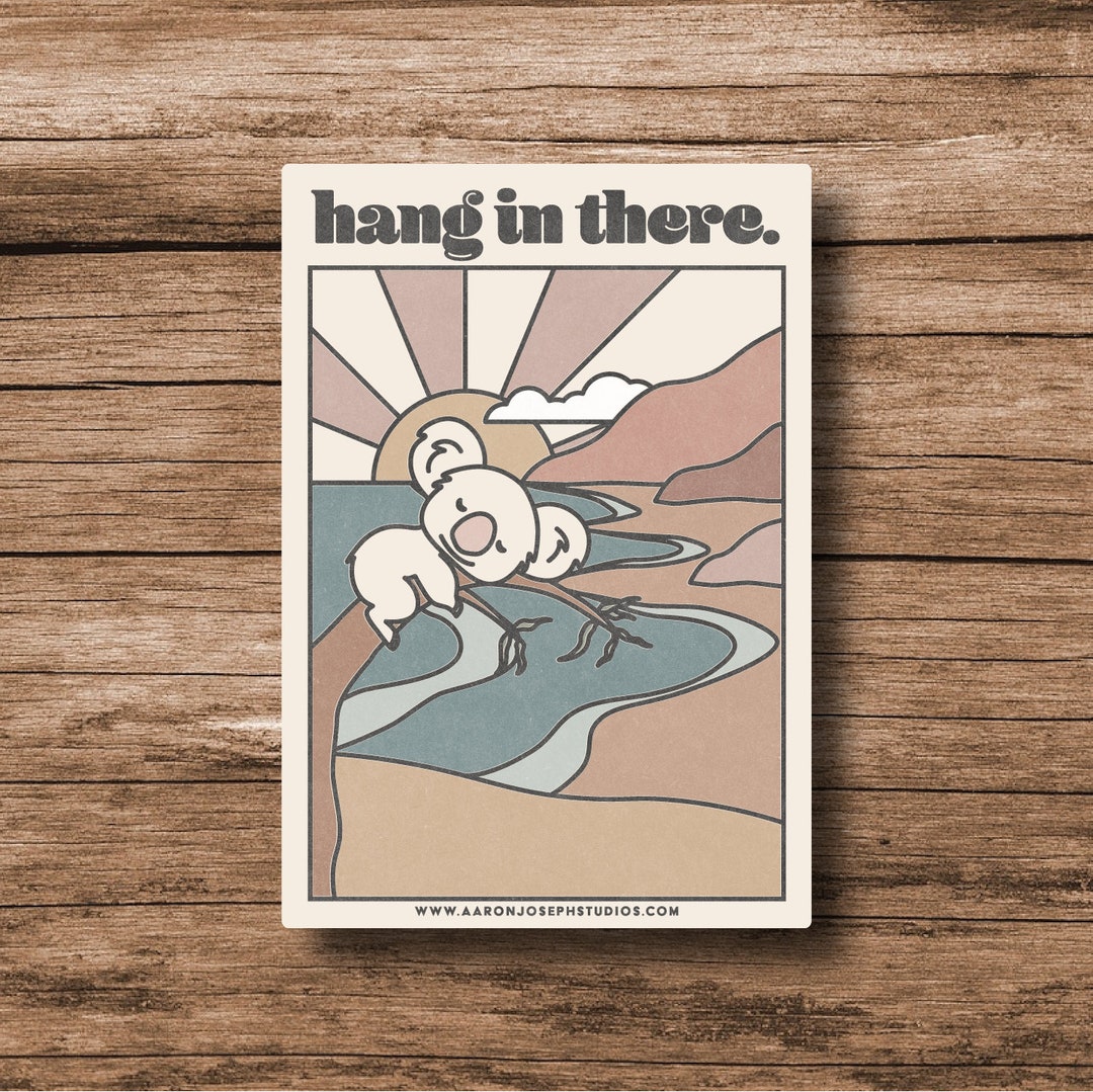 Rectangular Hang in There Koala Vinyl Sticker - Etsy