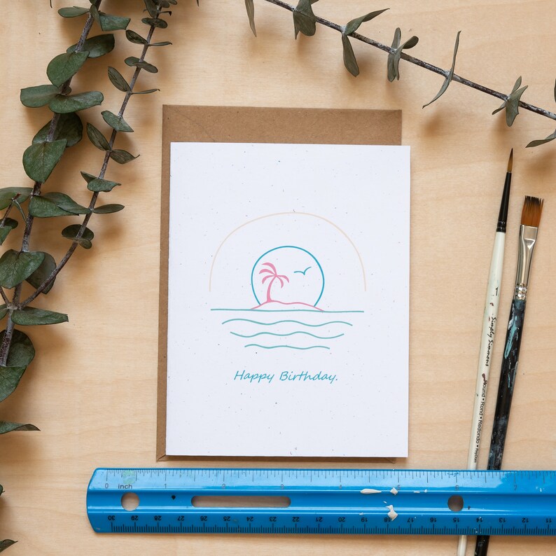 Tropical Island Birthday Card - Etsy