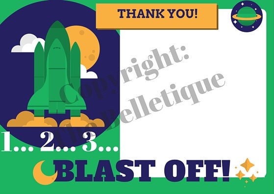 Rocket Birthday Invitation & Thank You Cards Digital Copy - Etsy