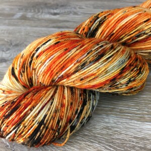 Calico Koi - Orange and Black Super Speckled Hand Dyed Yarn, Sock DK ...