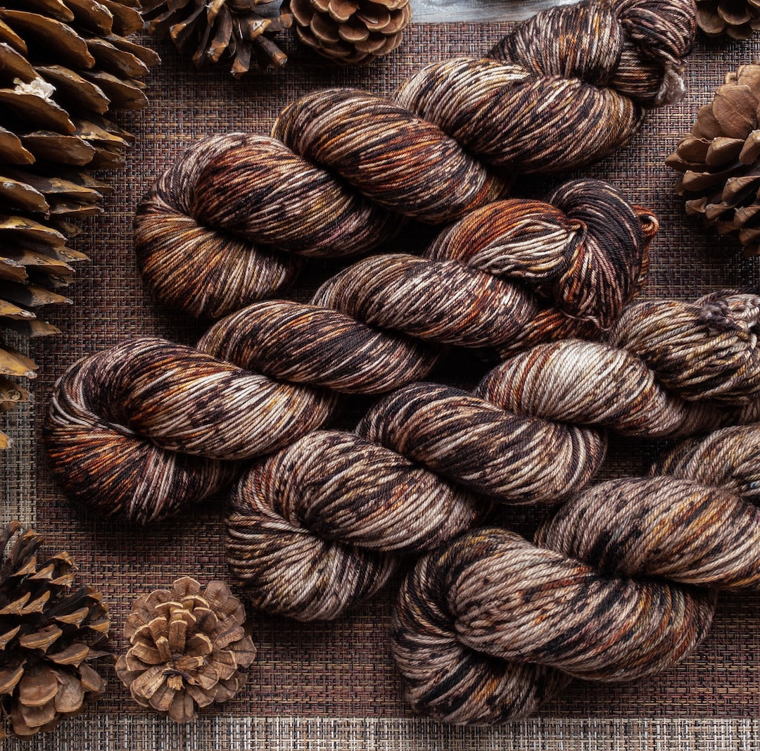 Pinecone - Hand Dyed Multi Brown Super Speckled Yarn, Sock DK Worsted ...