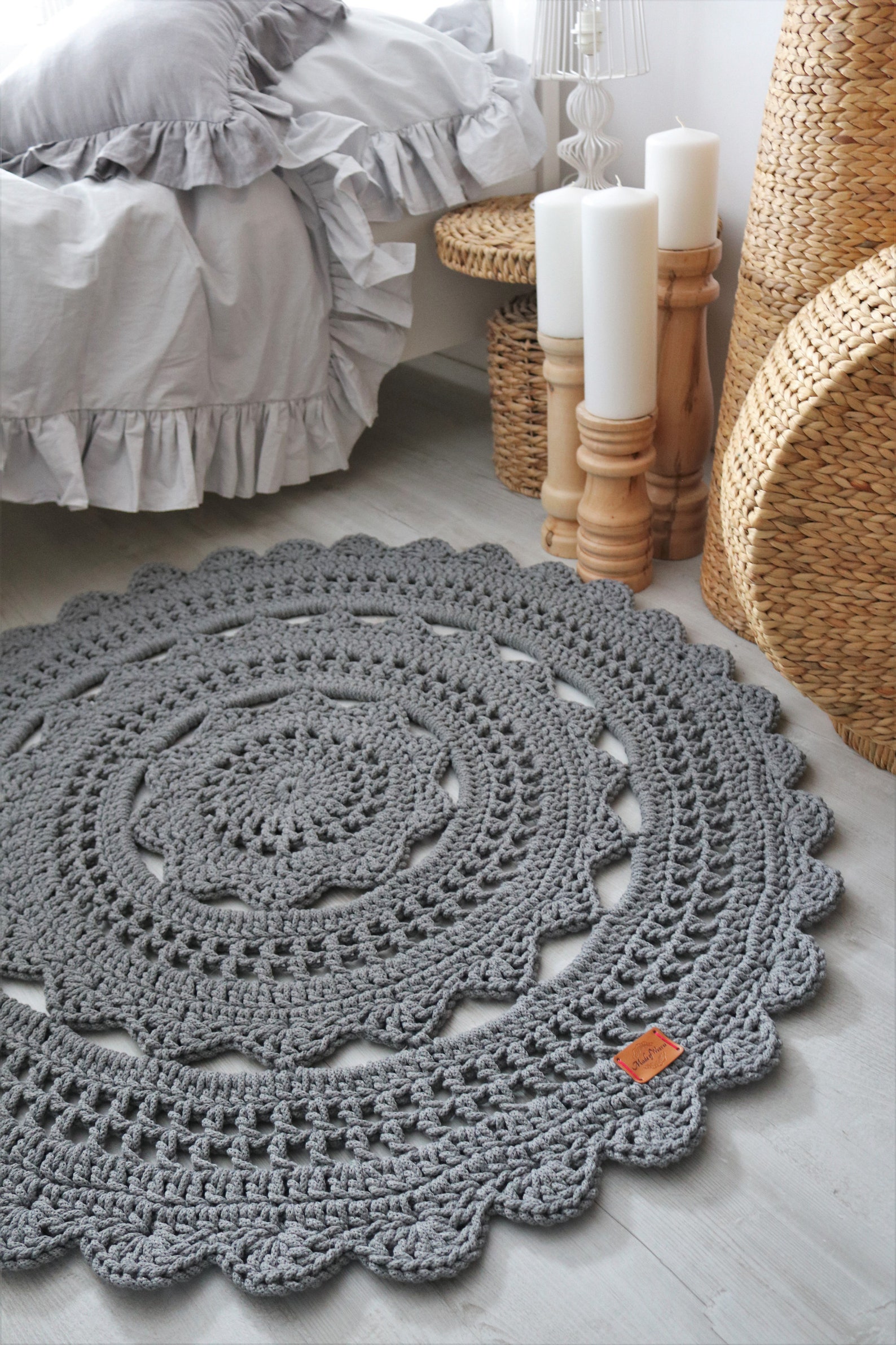 Doily Mandala Medium Grey Rug Tapis Bohemian Hippie Shabby | Etsy
