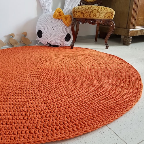 Yellow Round Crochet Rug NURSERY RUG Area Rug Kids | Etsy