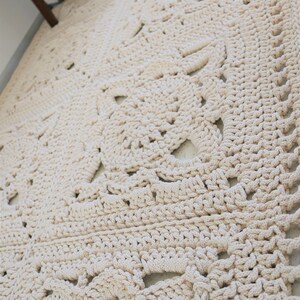 Romantic Rectangular Beige Ecru Floral Rug/ Crochet Rug/ Rug /area Rugs ...