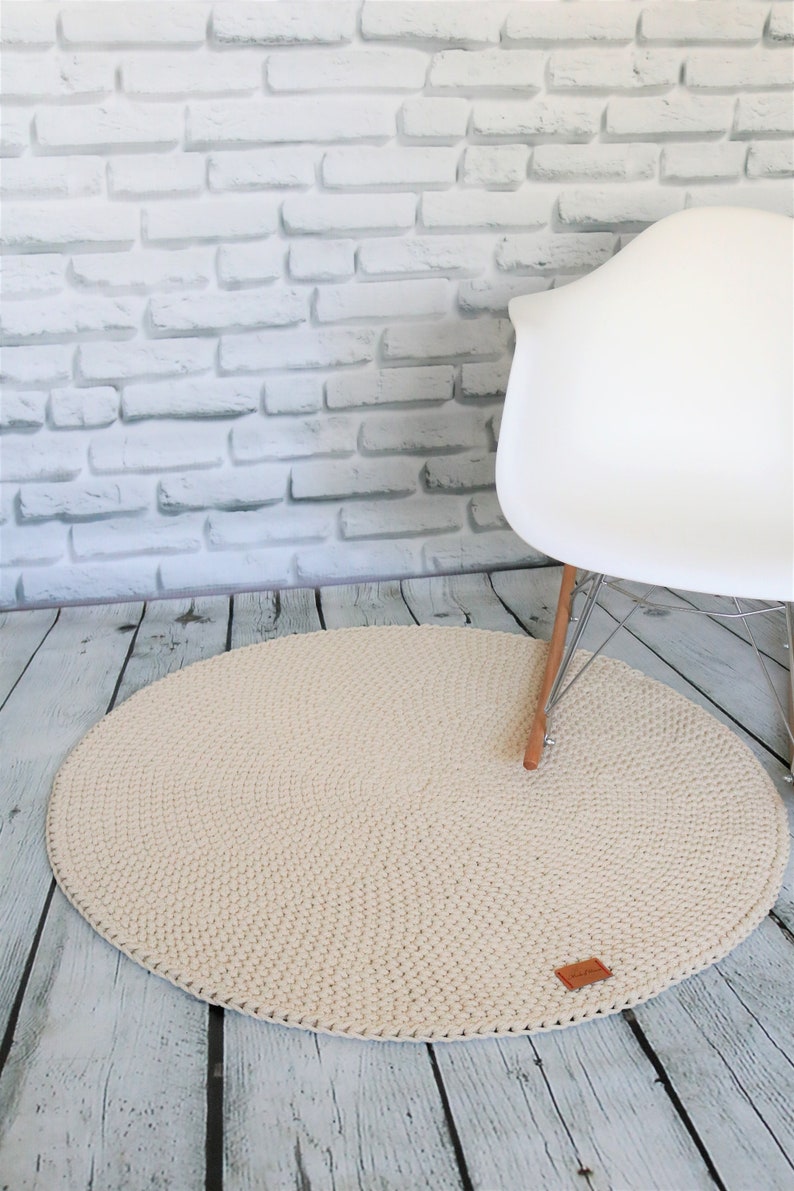 Handwoven Natural Cotton Rug Cream Round Simple Modern Rug - Etsy
