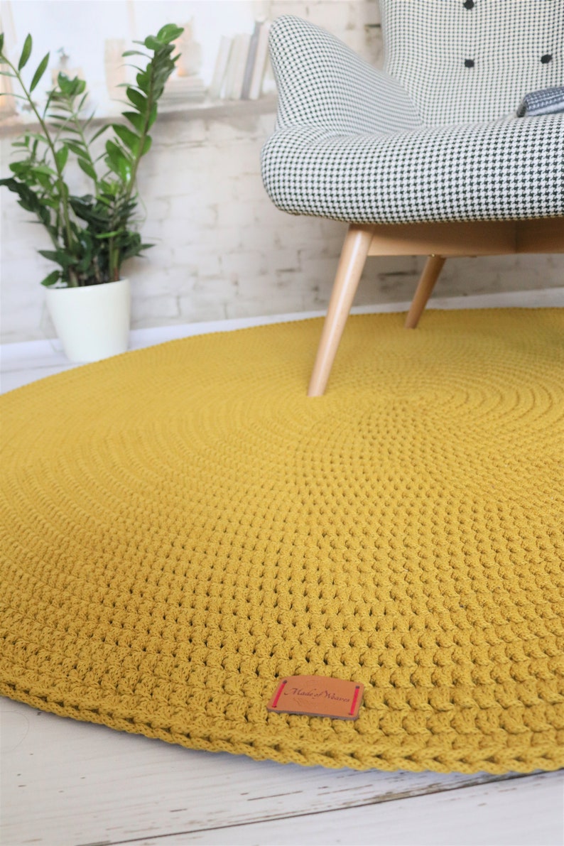 Modern Mustard Yellow Round Rug Round Area Rug Nursery Rugs - Etsy