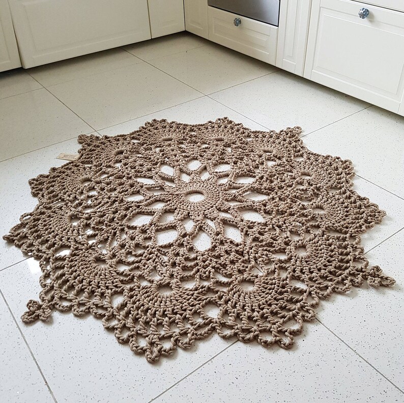 Handmade Rustic Glam Ecru Doily Rug With Picots Many Sizes - Etsy