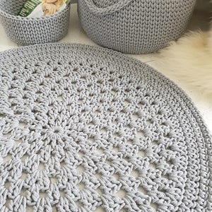 Grey circle rug Many Colors Sizes Handmade Large Crochet | Etsy