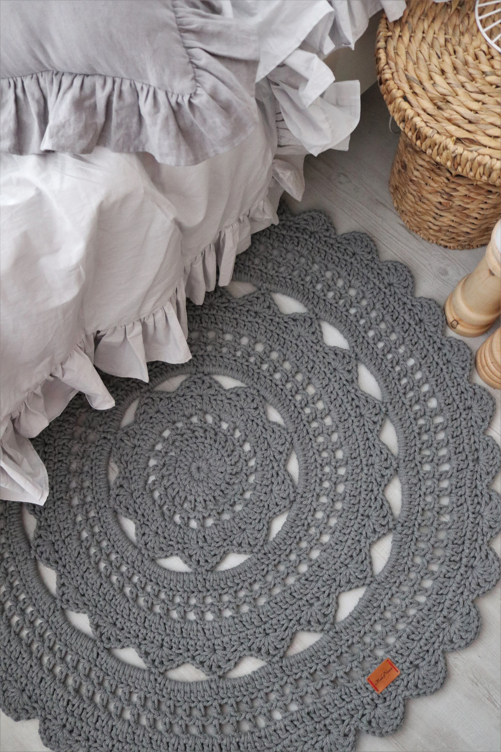 Doily Mandala Medium Grey Rug Tapis Bohemian Hippie Shabby | Etsy