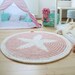 Sweet Light Pink Star Round Rug, Stars Rug Round Area Rug Nursery Rugs ...