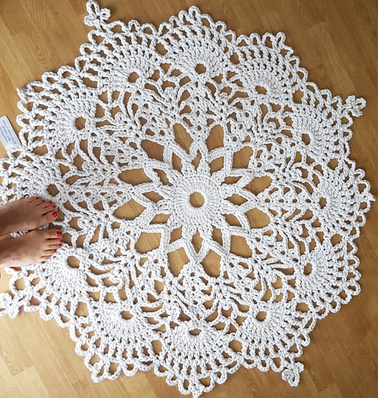 Handmade Rustic Glam Ecru Doily Rug With Picots Many Sizes - Etsy