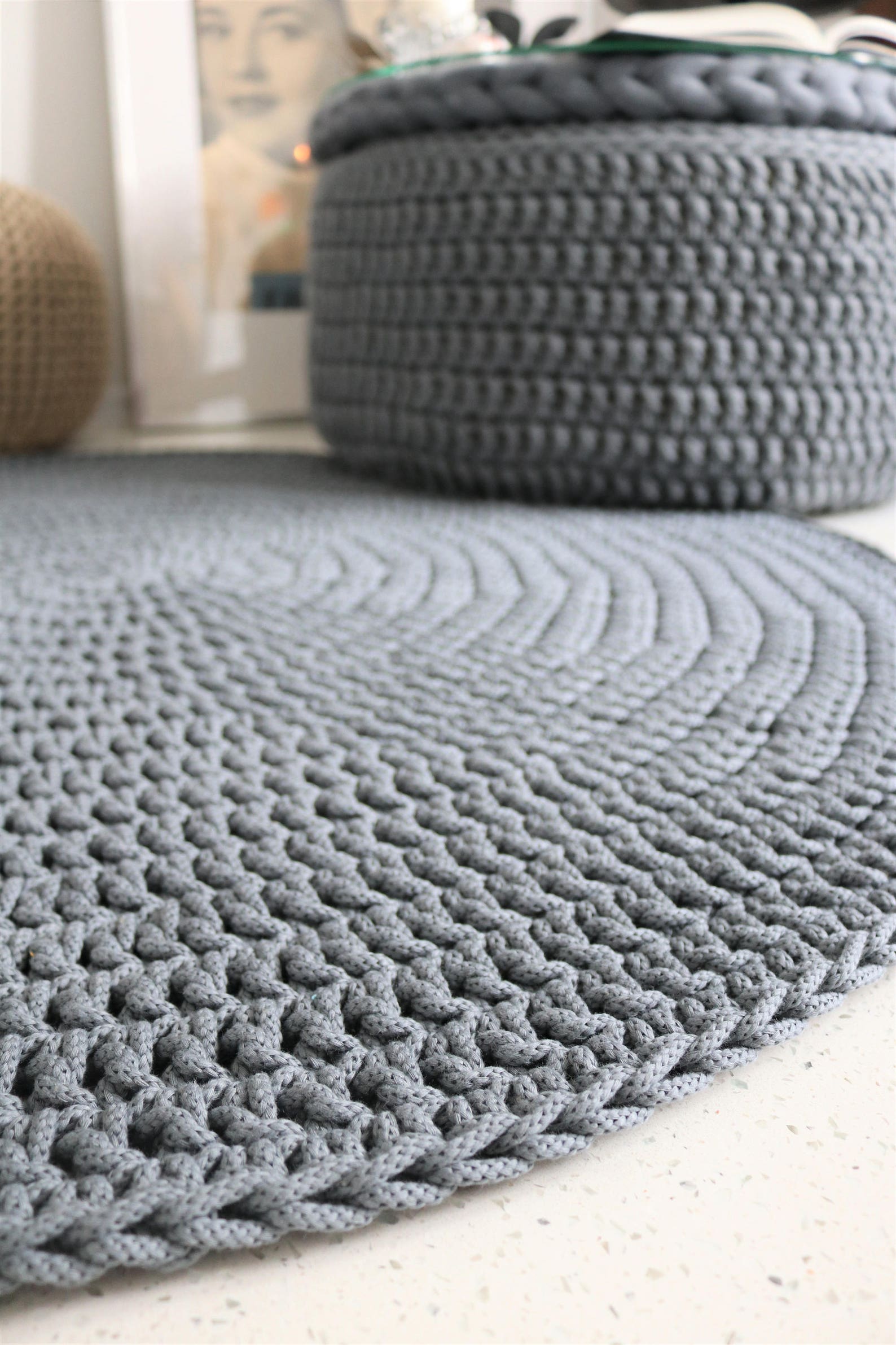 Neutral Grey Round Rug, Round Area Rug, Nursery Rug, Skandinavische ...