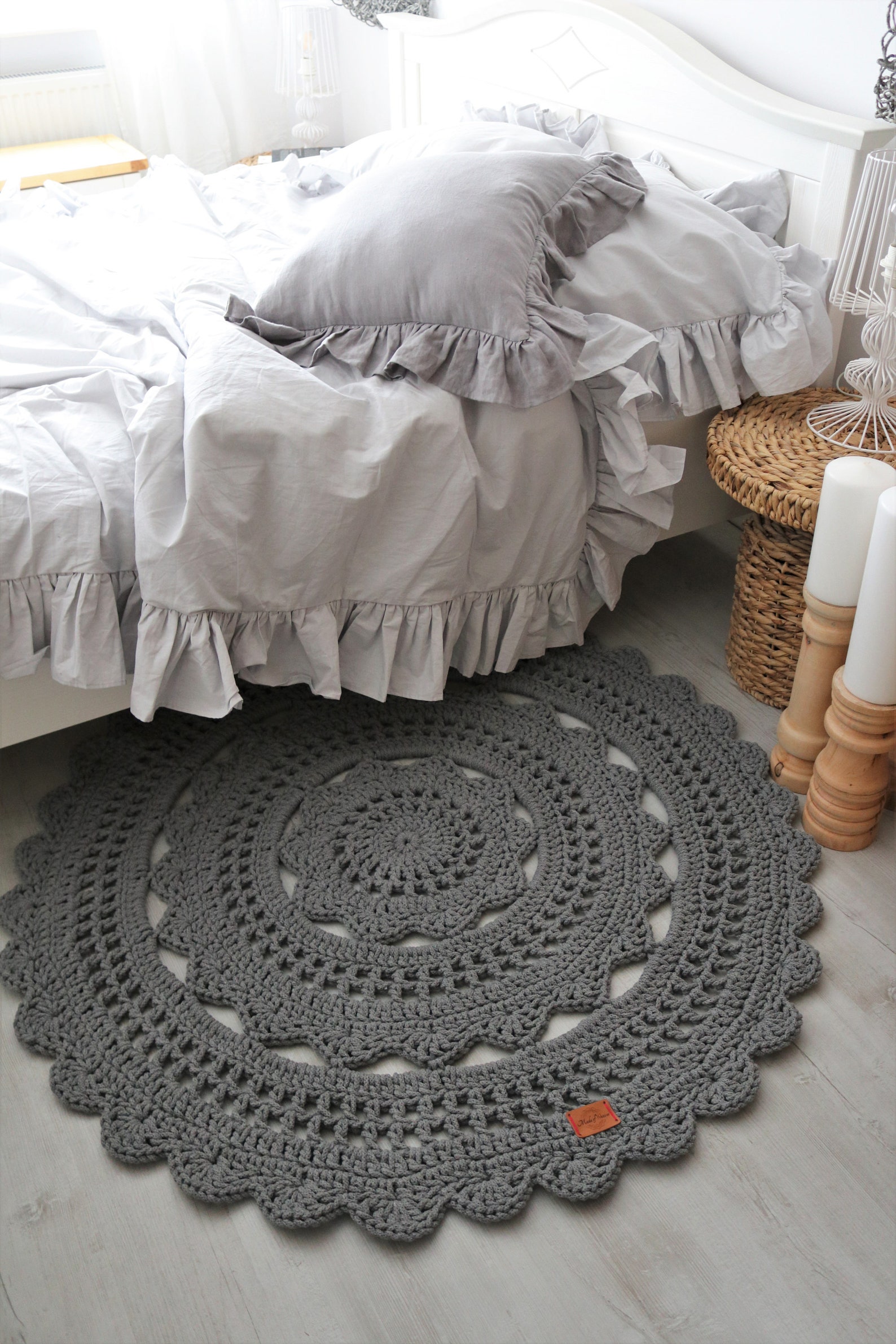 Doily Mandala Medium Grey Rug Tapis Bohemian Hippie Shabby | Etsy