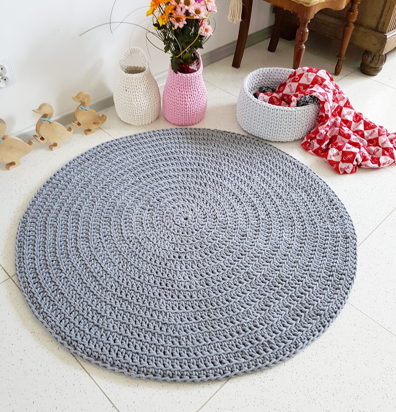 Many Colors Baby Nursery Round Crochet Rug Rond Tapis Enfant - Etsy