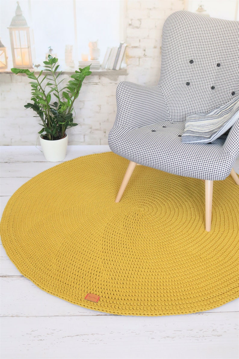 Modern Mustard Yellow Round Rug Round Area Rug Nursery Rugs - Etsy