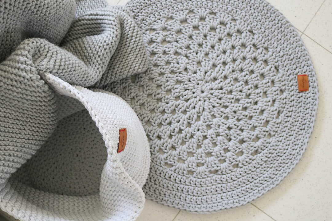 Grey Circle Rug Many Colors, Sizes , Handmade Large Crochet Rug ...