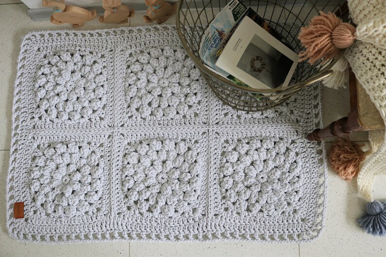 Romantic Rectangular 3D Light Gray Floral Rug/ Crochet Rug/ - Etsy