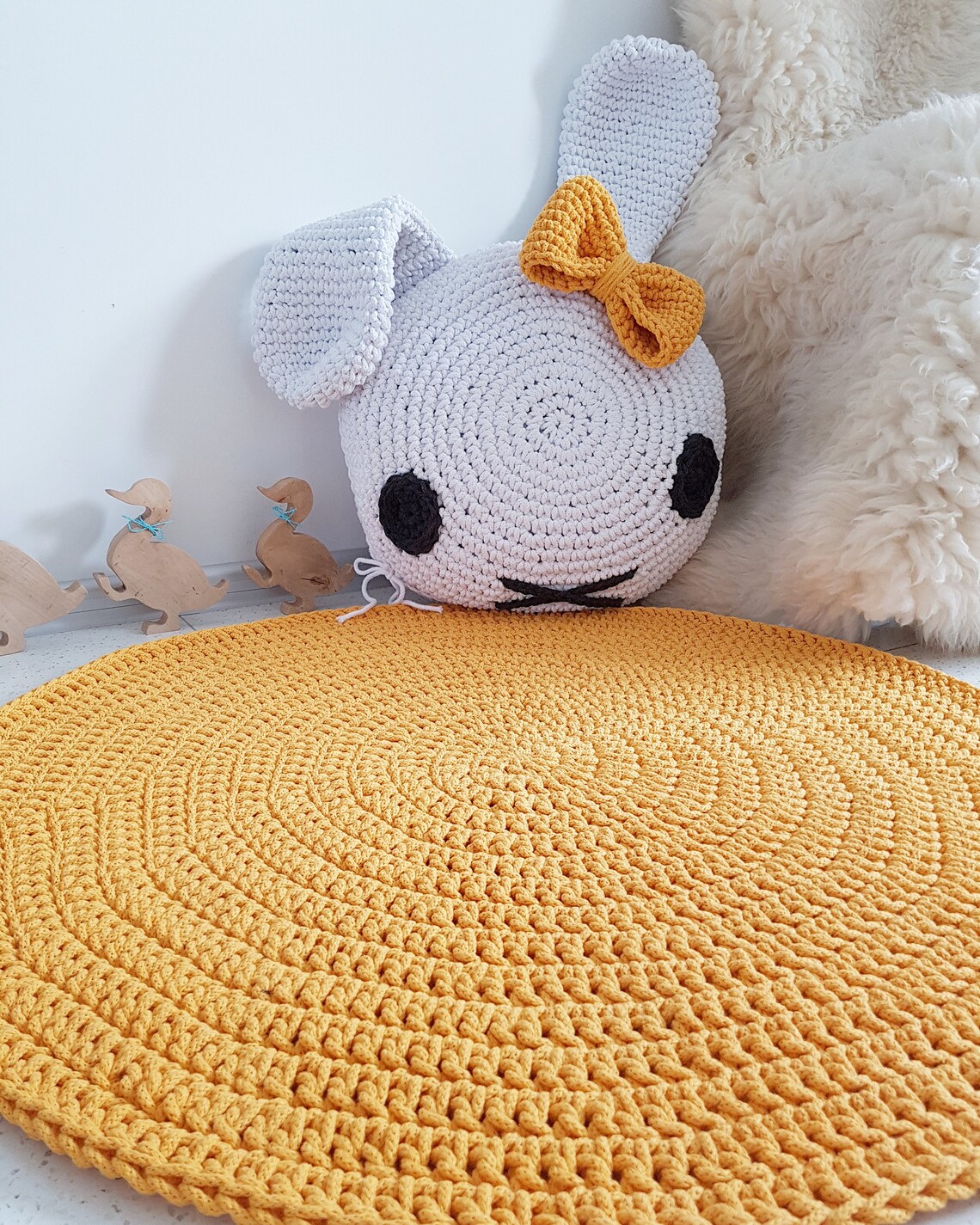 Modern Yellow Doily Rug Round Area Rug Nursery Rugs - Etsy