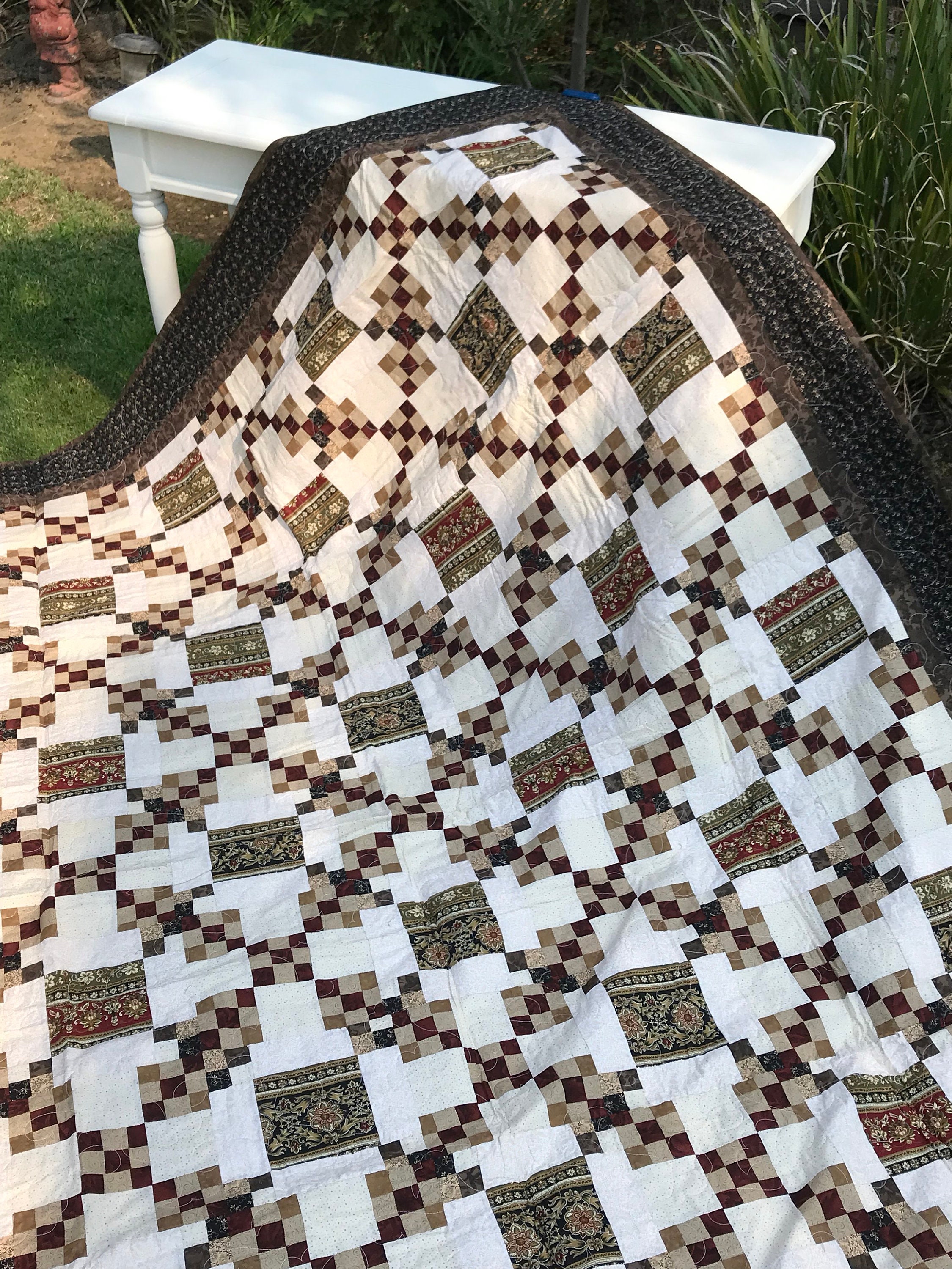 Nine Patched Autumn Square Quilt. Second Nature Designs by Cc. - Etsy