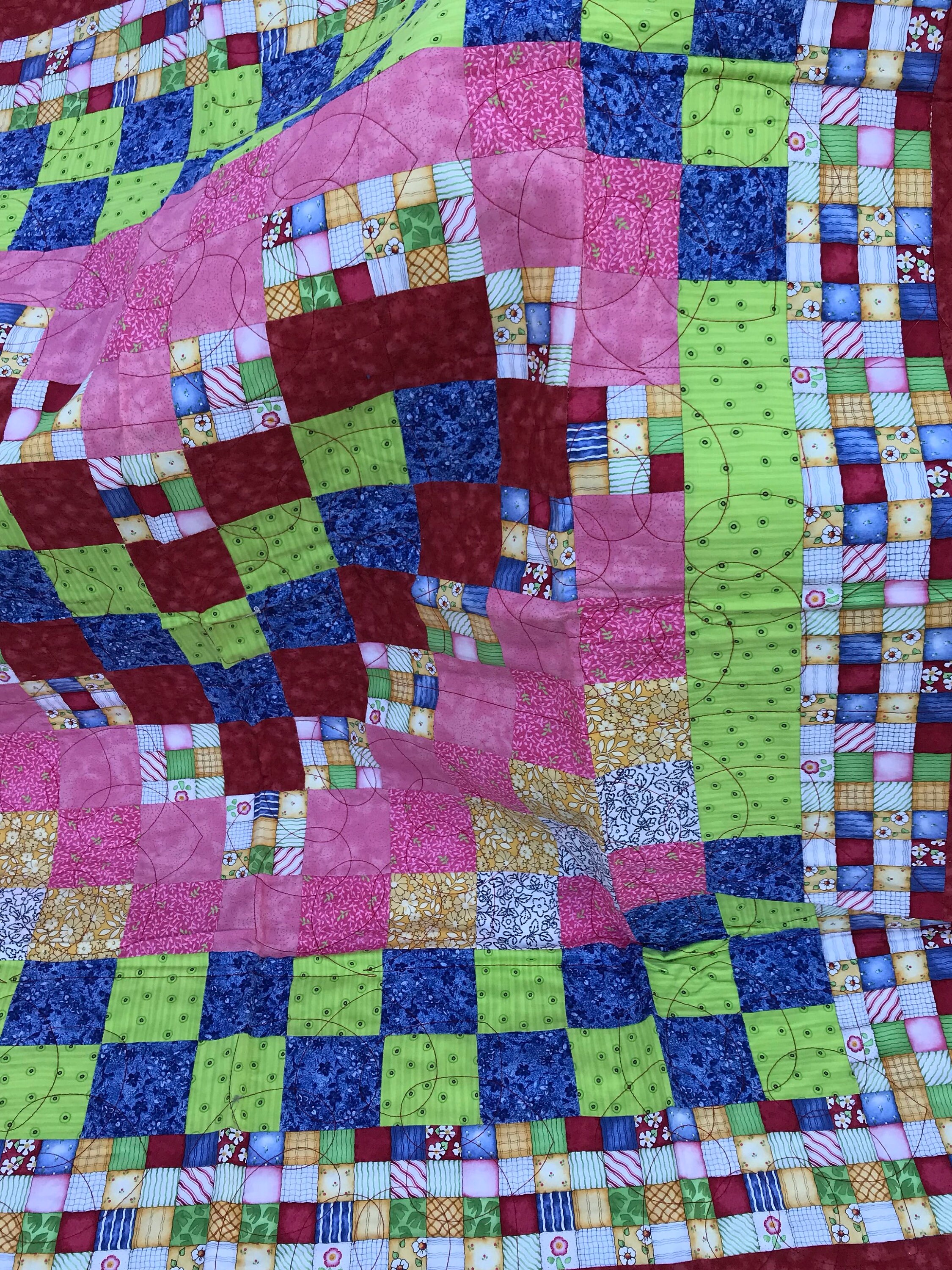 My Floating Heart Quilt. Patchwork Design. Handmade Machine Stitched ...