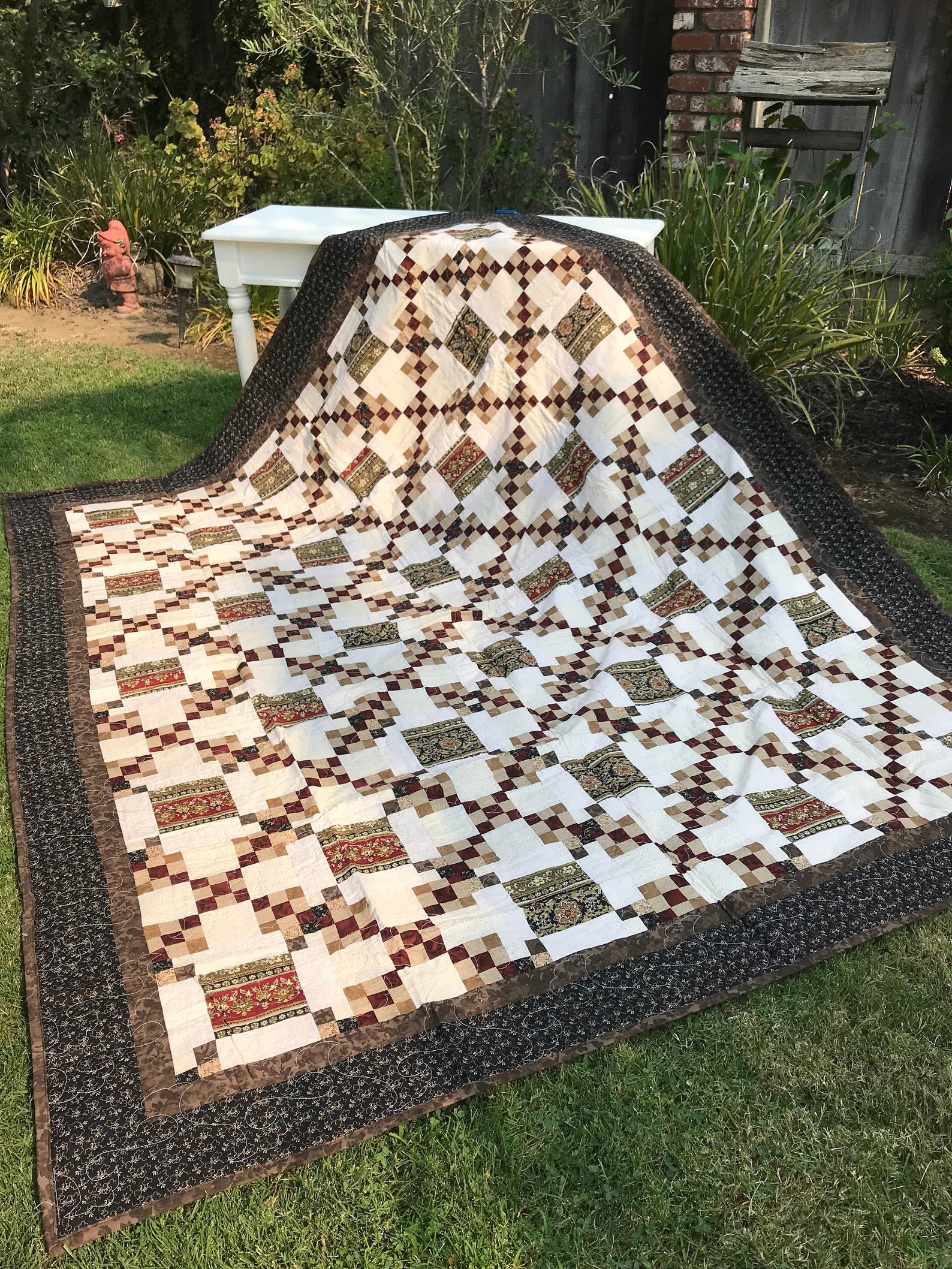 Nine Patched Autumn Square Quilt. Second Nature Designs by Cc. - Etsy