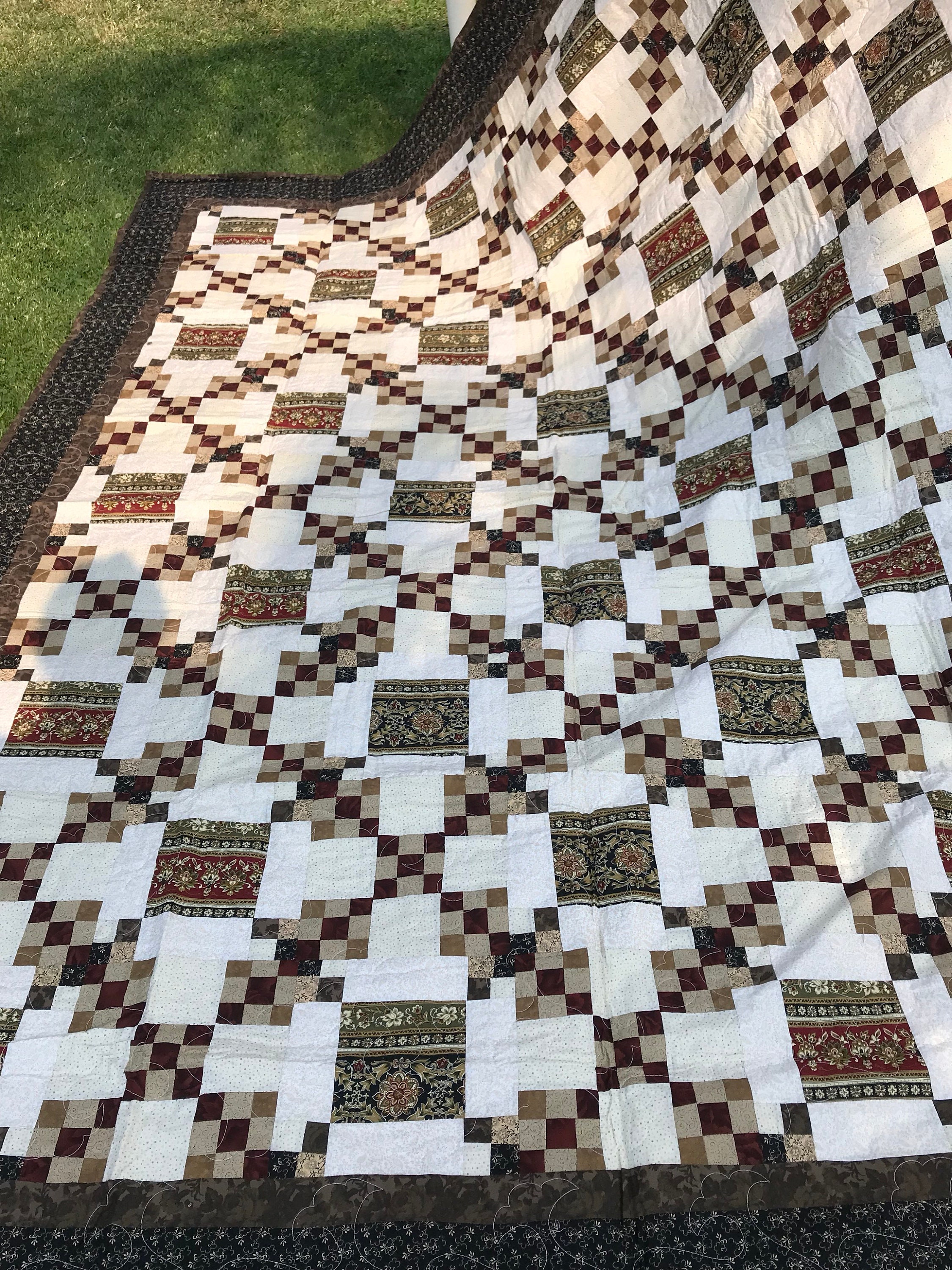 Nine Patched Autumn Square Quilt. Second Nature Designs by Cc. - Etsy