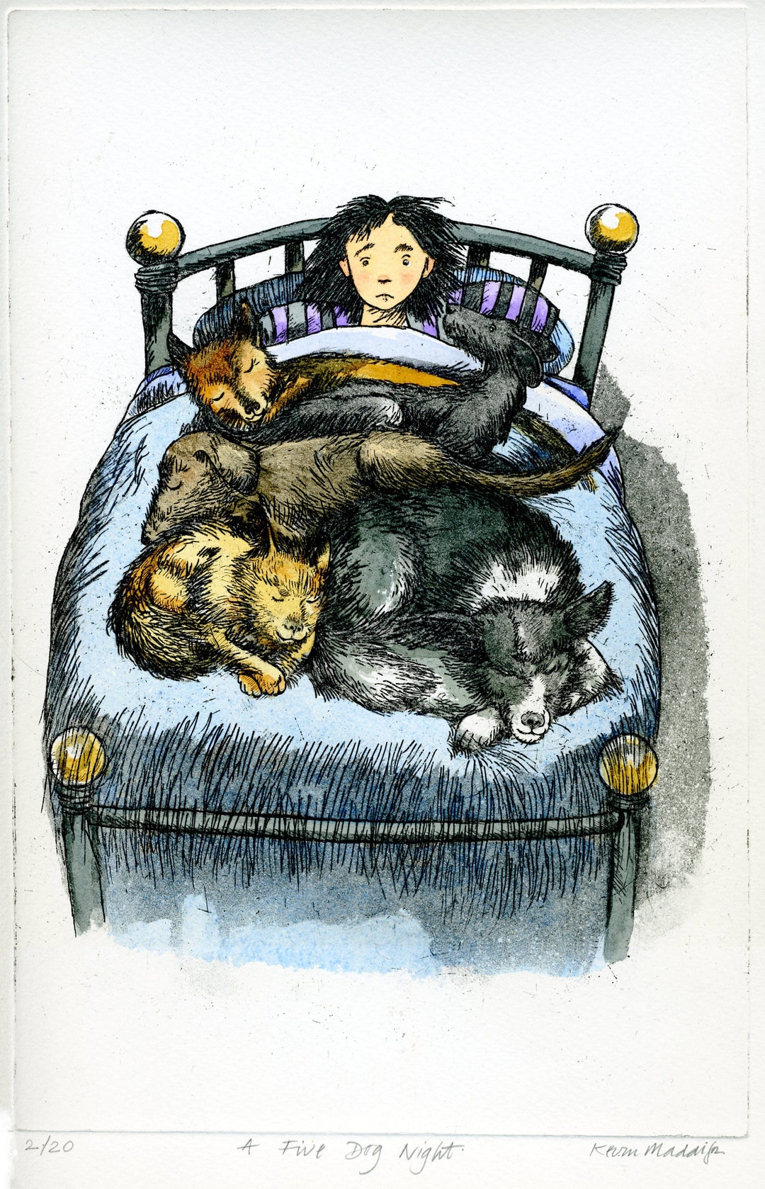 A Five Dog Night. an Original Limited Edition Etching - Etsy