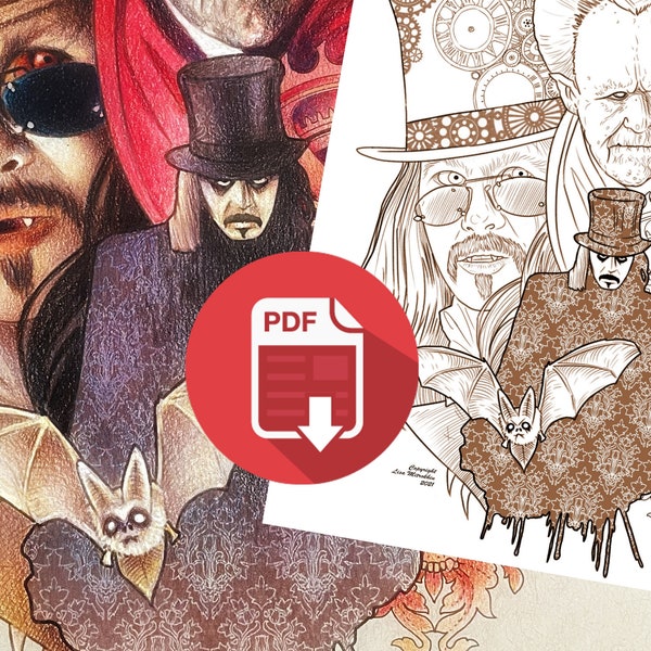 Dracula Coloring Page - Etsy