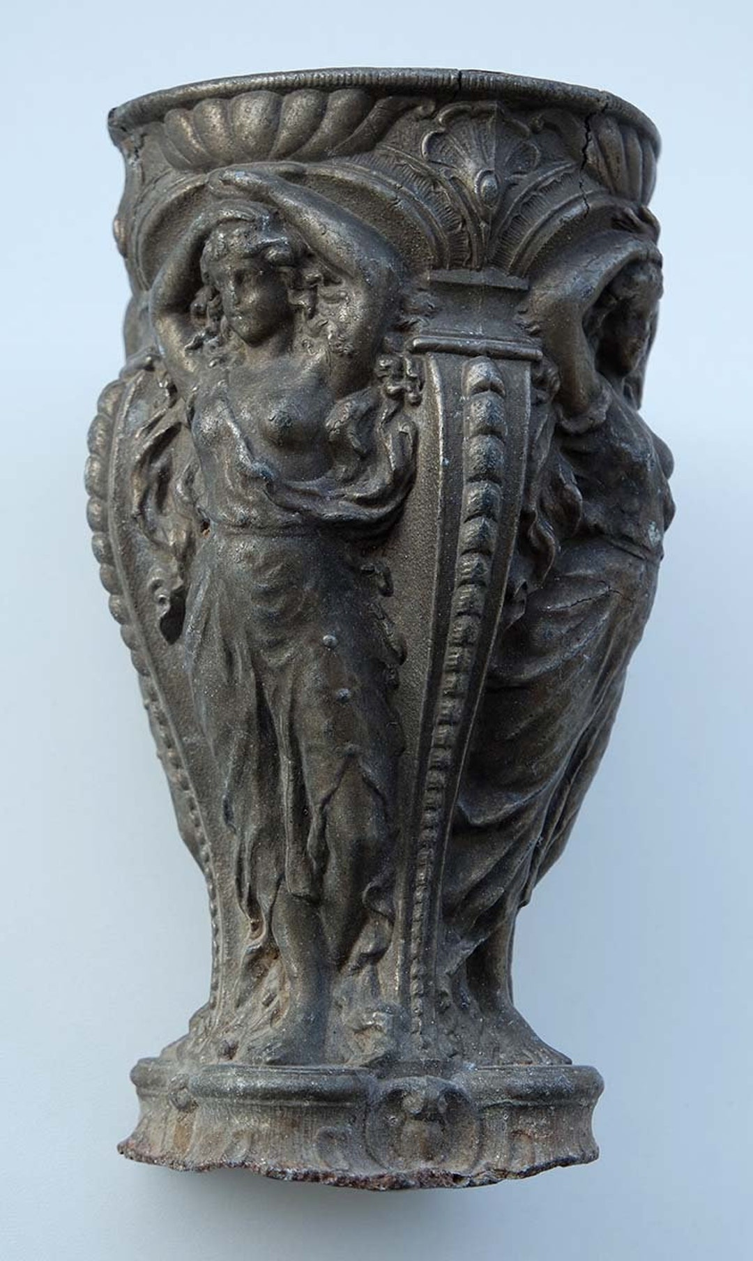 Antique, Ancient Vase Sculpture, With Figures of Aphrodite, Metal Alloy ...