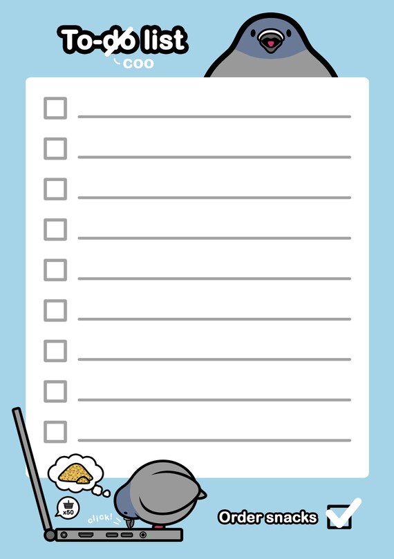 Smidgeon Pigeon To-do List - Etsy UK