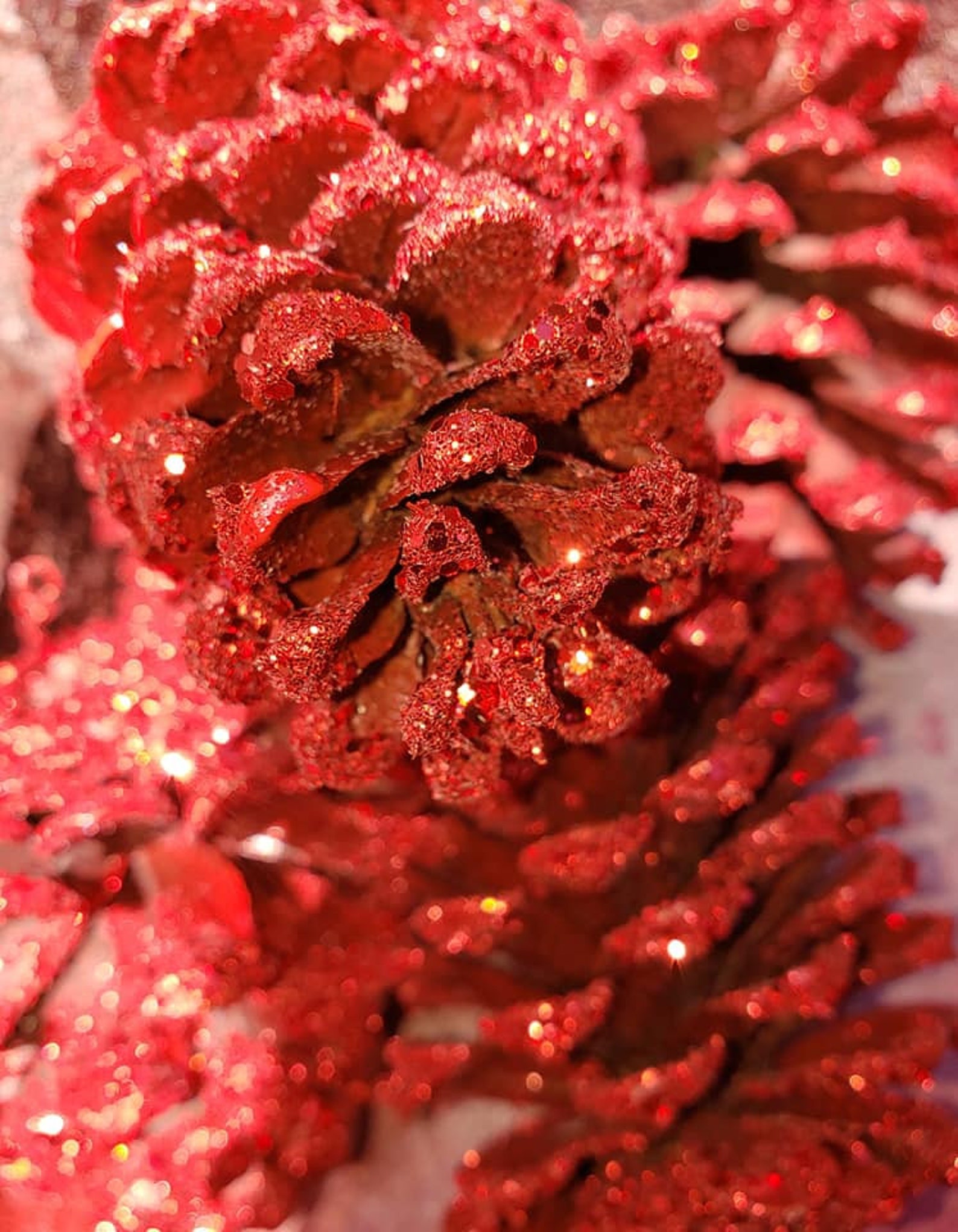 Red Pine Cones Christmas Pine Cones Red Glitter Pine Cone - Etsy