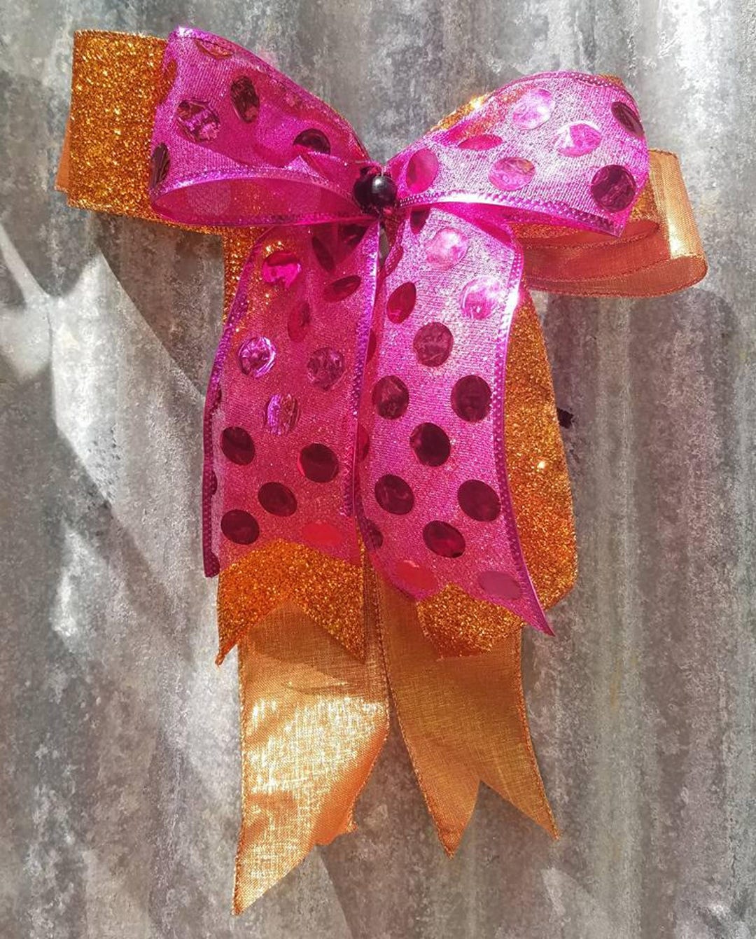 Polka Dot Bow, Fall Harvest, Halloween Bow, Orange Bow, Hot Pink Bow ...