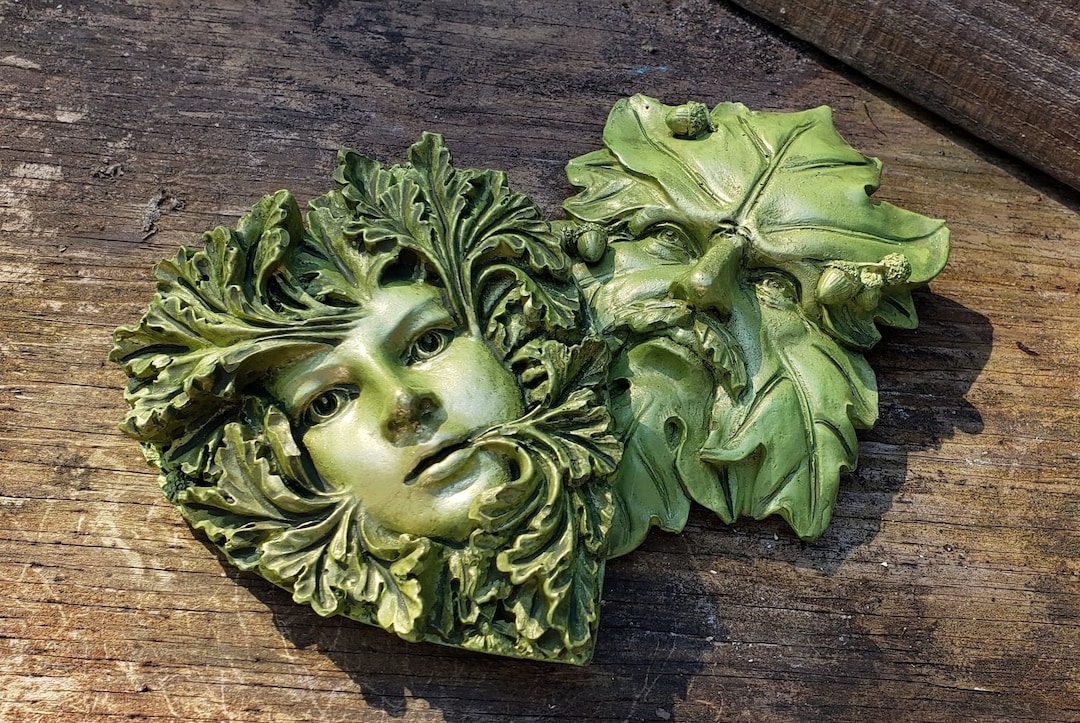 Green Man Wall Hanging, Green Man Wall Statue, Green Man Hanging Mask ...
